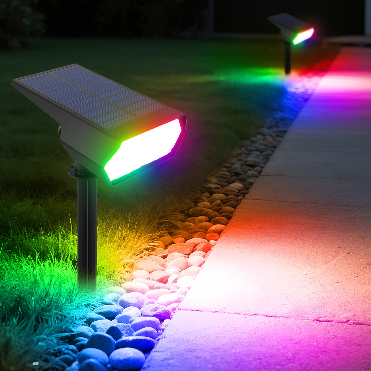 Solar Rechargeable LED Lawn Light Dusk to Dawn Light Sensor Outdoor ...