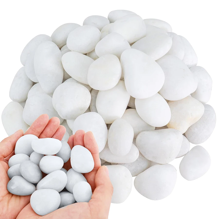 300-800g White High Polished Natural Pebbles 2-3cm Courtyard Landscape ...