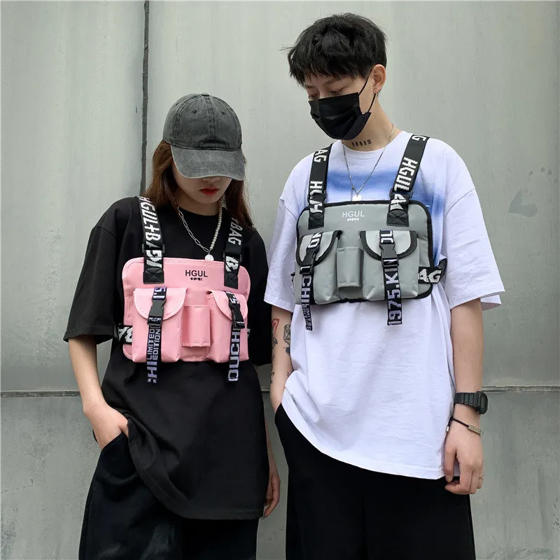 2022-Black-Pink-Techwear-Tactical-Chest-Bag-Backpack-Men-Women-Casual ...