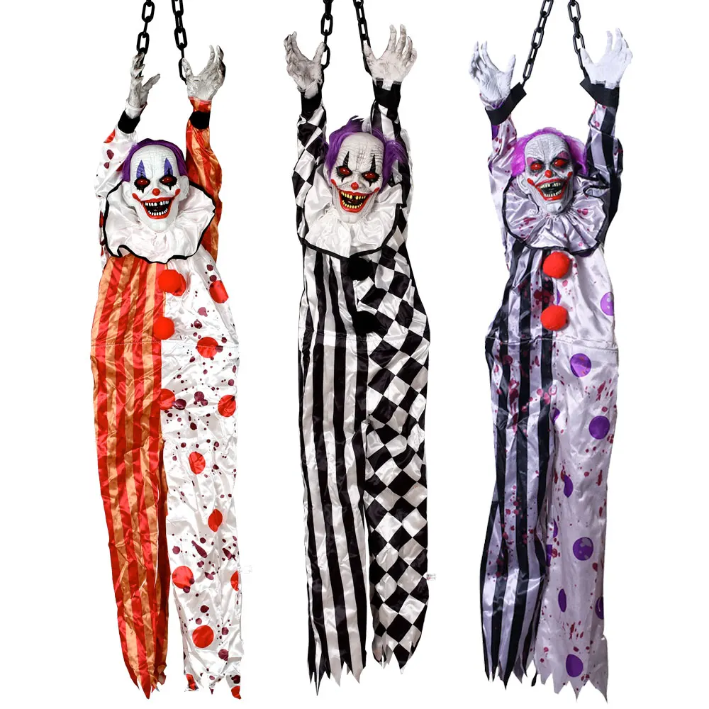 Scary Hanging Clown Halloween Party Decoration Talking Clown ...