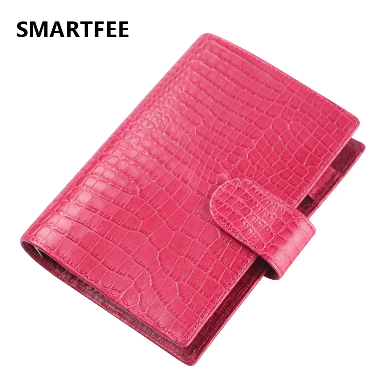 Ring Binder Real Leather | Binder A6 Crocodile | Smartfee Planner A6 ...