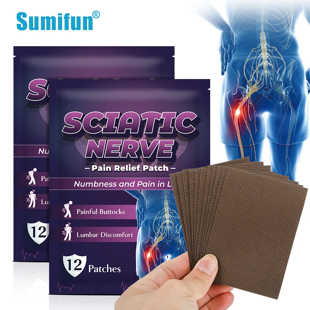 12Pcs Sumifun Sciatica Nerve Pain Relief Patch Heat Piriformis Muscle ...