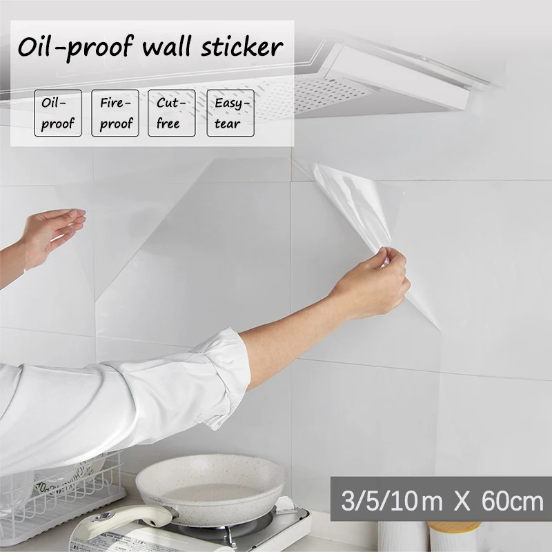10/5/3m Oil-proof Kitchen Transparent Wall Sticker Cabinet Stove ...