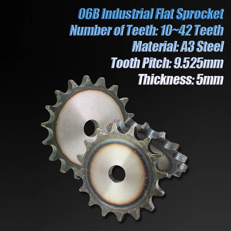 06B Process Hole Roller Chain Gear 10-45Teeth A3 Steel Pitch 9.525mm ...