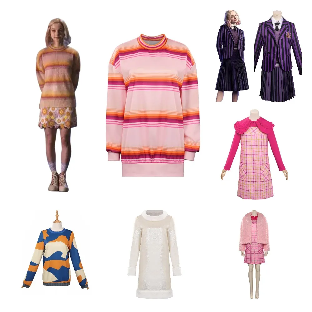 Wednesday Addams Enid Sinclair Cosplay Costume Striped Shirt Outfits ...