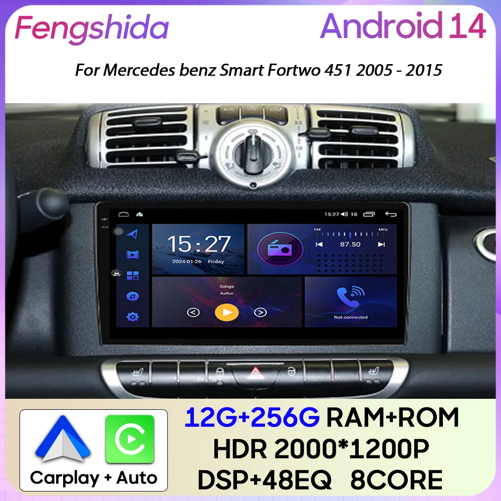 For Mercedes benz Smart Fortwo 451 2005 - 2015 Carplay Multimedia ...