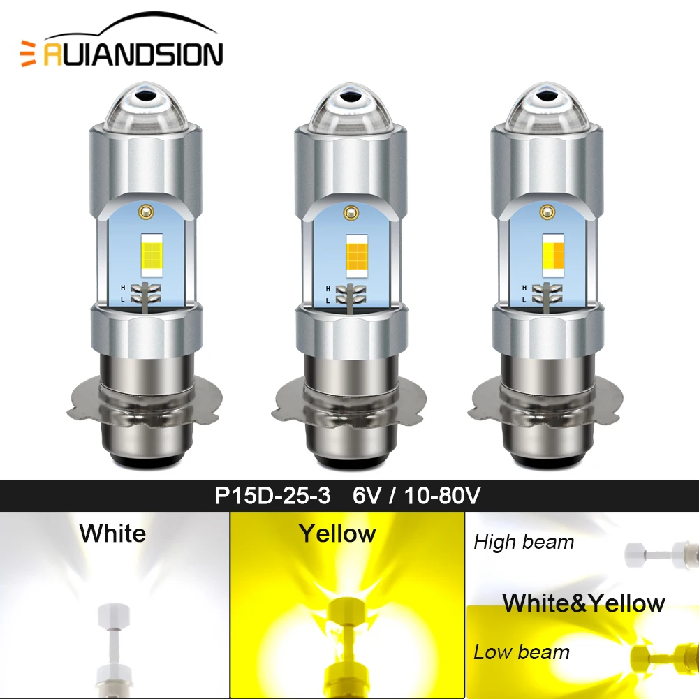 1pc P15D-25-3 Headlight Bulb 6V 10-80V Projector Lens 17W Super Bright ...