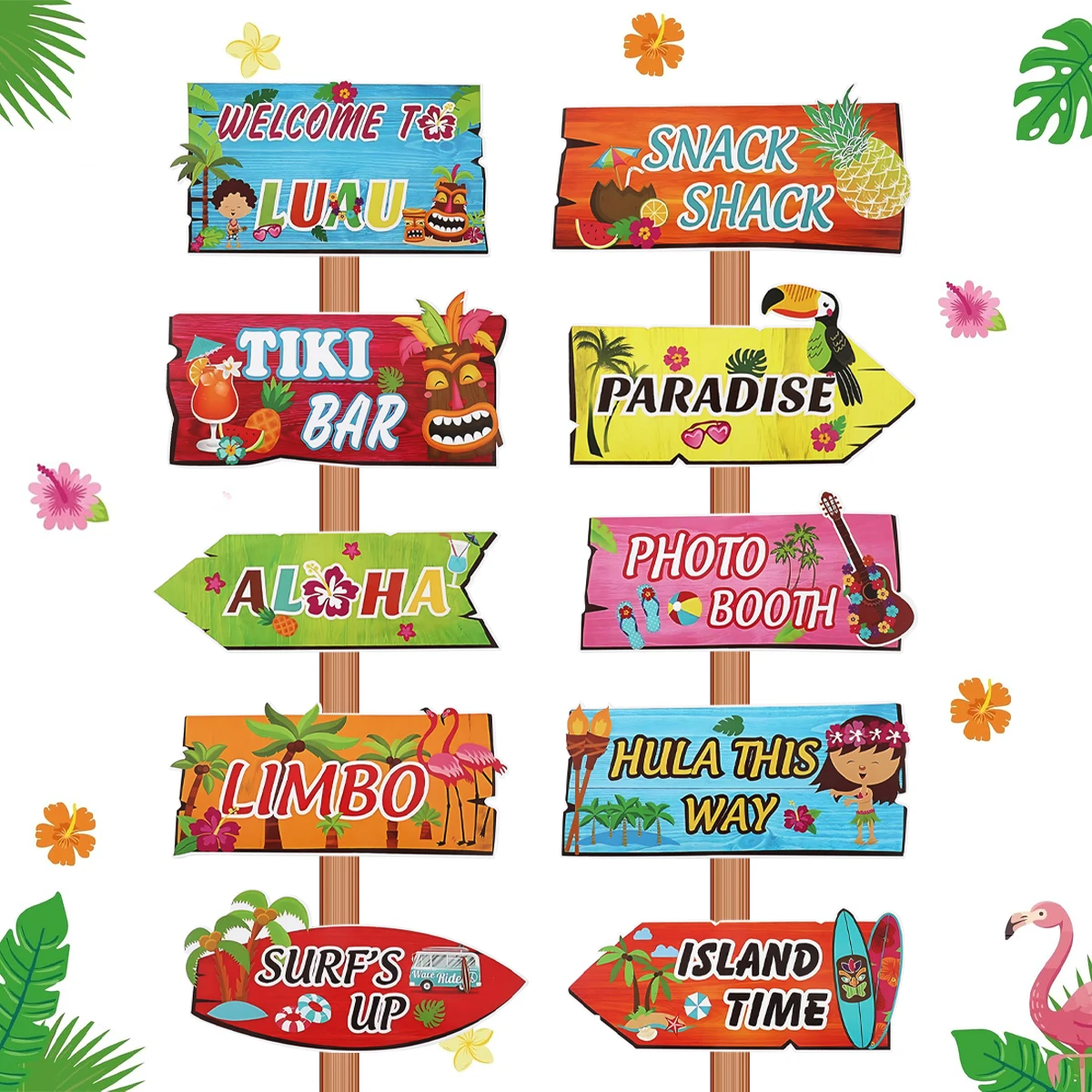 Hawaiian Luau Paper Sign Set Hawaiian Party Decoration Sign Set Aloha ...