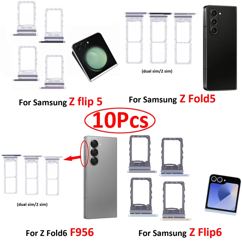 10Pcs Sim Chip Card Tray For Samsung Galaxy Z Flip Flip5 Flip6 Phone ...