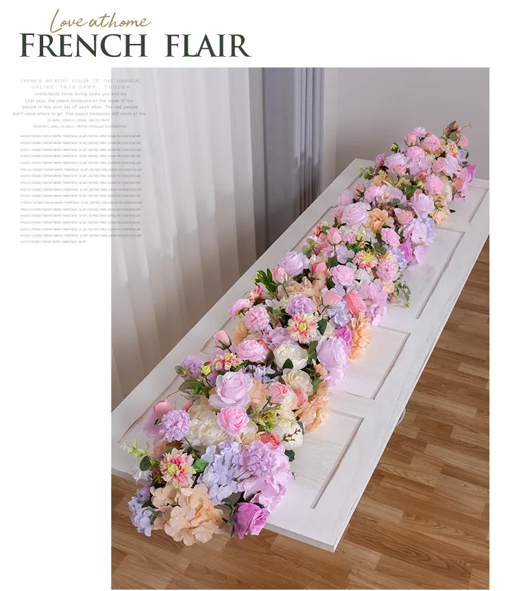 Artificial Rose Strip Table Runner Flower Row Arrangement Wedding Bac ...