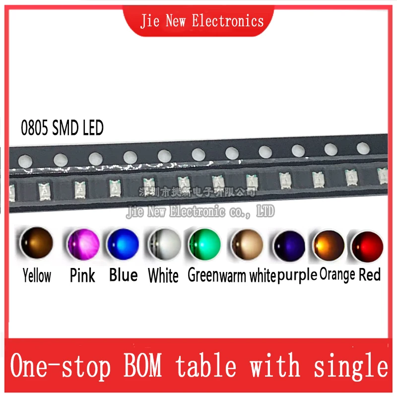 100PCS 0805 SMD LED Warm White Pink Purple Red Yellow Green White Blue ...