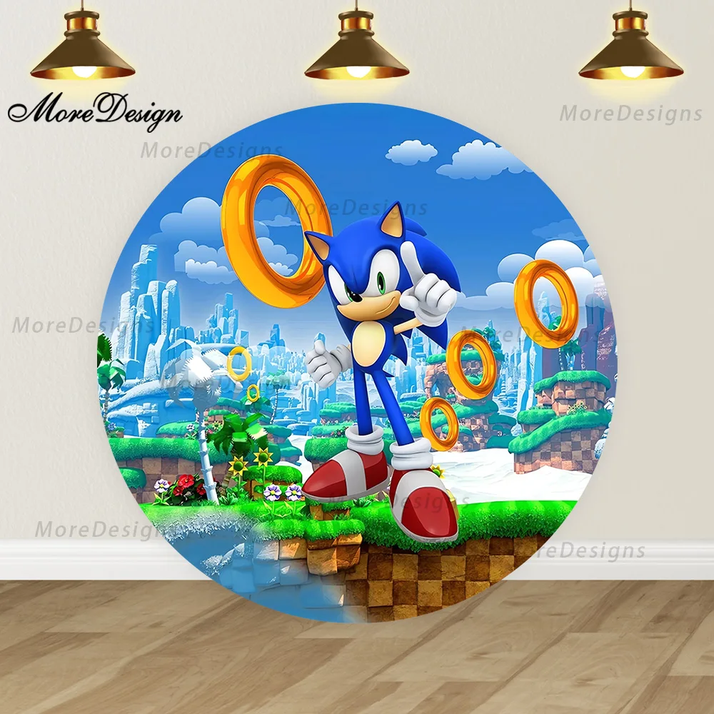 Fondo de cubiertas redondas de Sonic the Hedgehog para fiesta de ...