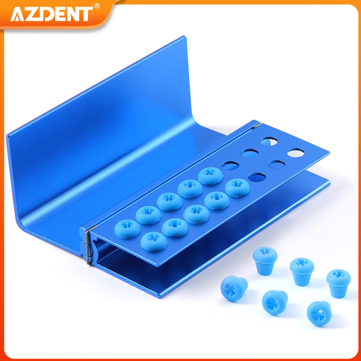 AZDENT-Dental-Burs-Holder-10-Holes-16-Holes-with-Silicon-Bur-Block-Box ...