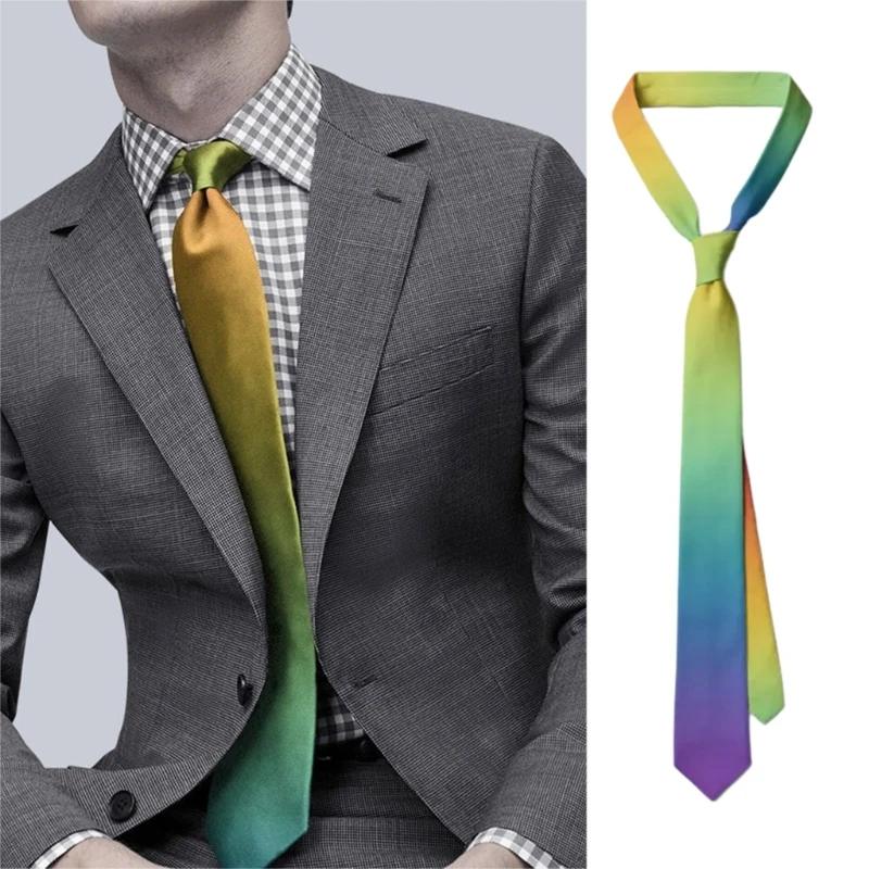 Cool-Unisex-Narrow-Necktie-Colorful-Rainbow-Pattern-Men-Width-Neck-Tie ...