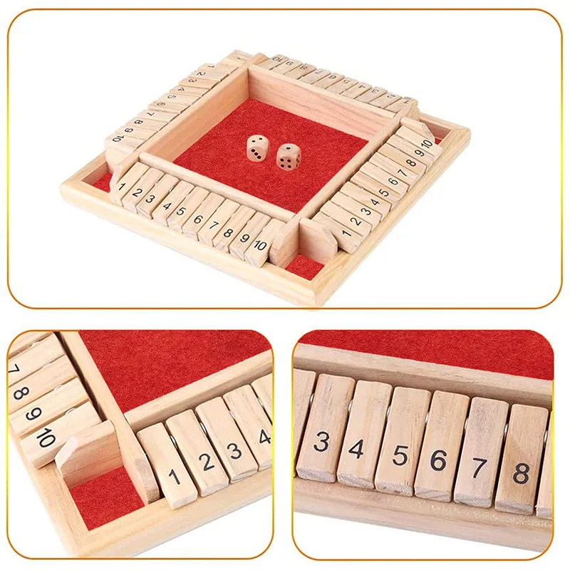 Deluxe-Four-Sided-10-Numbers-Shut-The-Box-Board-Game-Set-Dice-Party ...