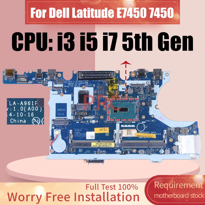 For-DELL-Latitude-E7450-7450-Laptop-Motherboard-LA-A961P-i3-i5-i7-5th ...
