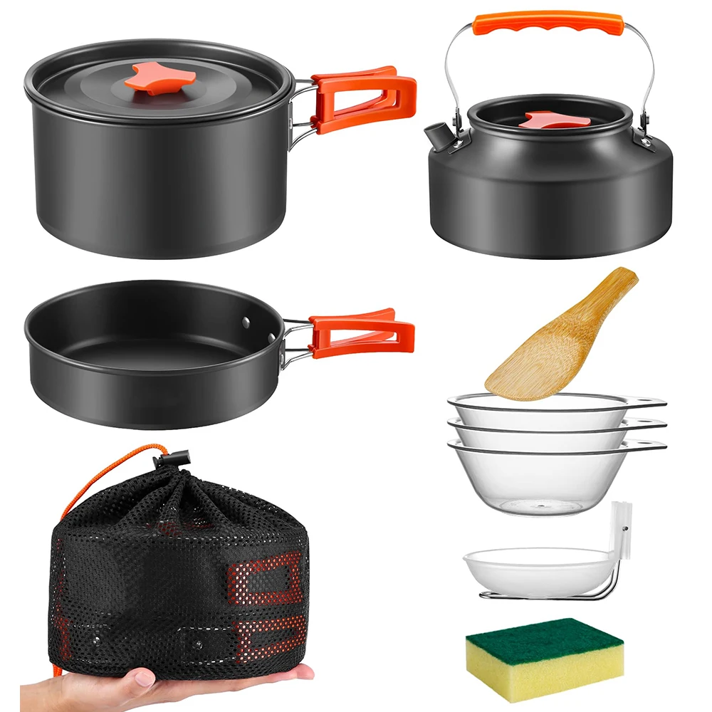 10Pcs-Camping-Pots-Sets-Camping-Cookware-Kit-Outdoor-Cooking-Set ...
