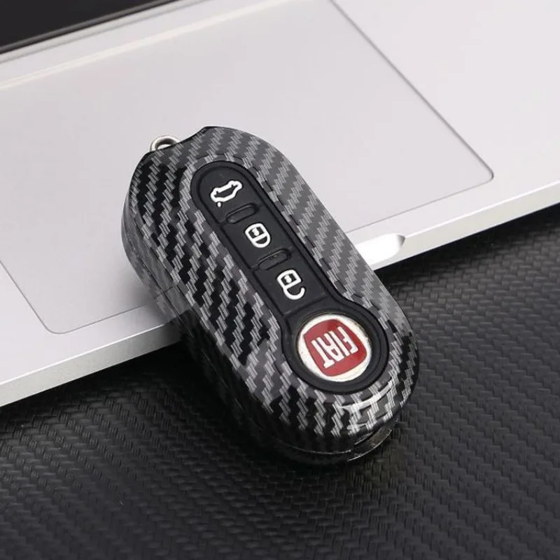 Carbon Abs Car Key Fob Shell Cover for FIAT 500 500L 500X Abarth 3 ...