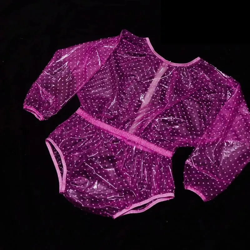 PVC-Transparent-Plastic-Jumpsuit-Round-Neck-Soft-Silent-Loose-Tops-T ...