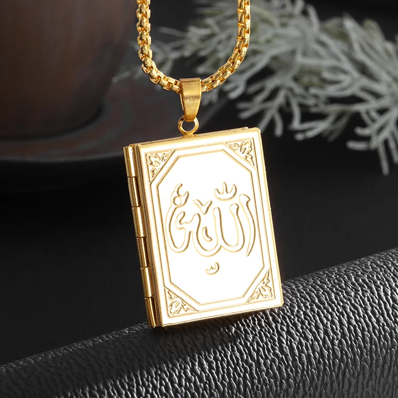 Islamic-Muslim-Photo-Box-Jewelry-Arabic-Allah-Bible-Necklace-Men-Women ...