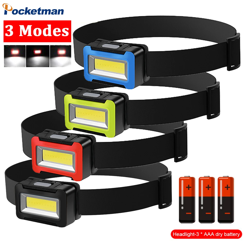 Portable COB LED Headlamps Mini Headlamp with 3 Modes Outdoor Camping ...