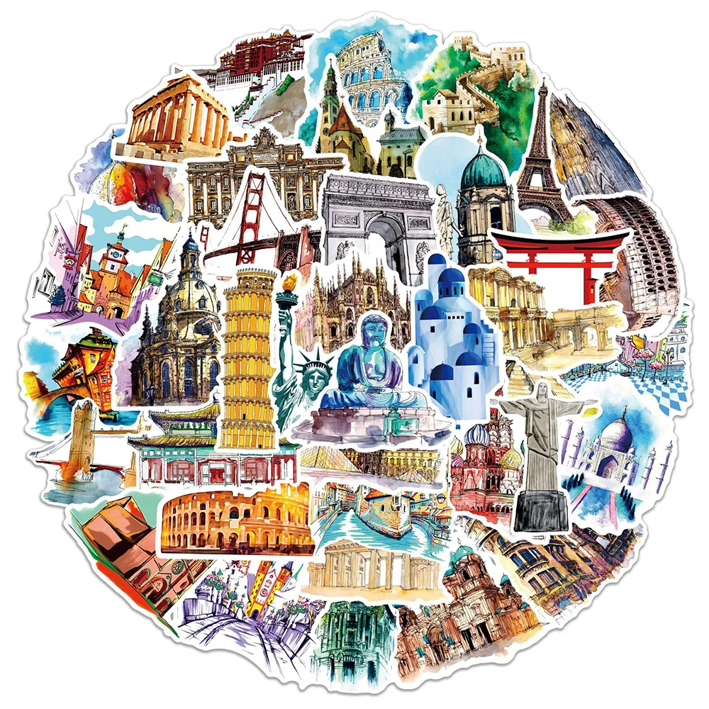 10-30-50PCS-Travel-World-Famous-Building-Landmark-Stickers-Decal ...