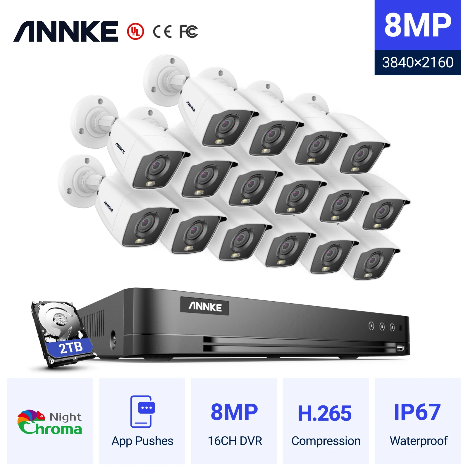 Annke 4k Ultra Hd 8ch Dvr Security Camera System With 8pcs Full Color ...