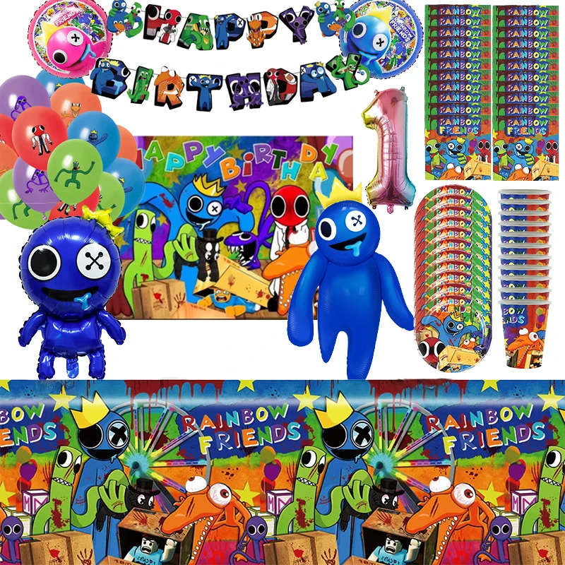 Rainbow Friends Birthday Party Decoration Balloon Banner Cake Topper ...