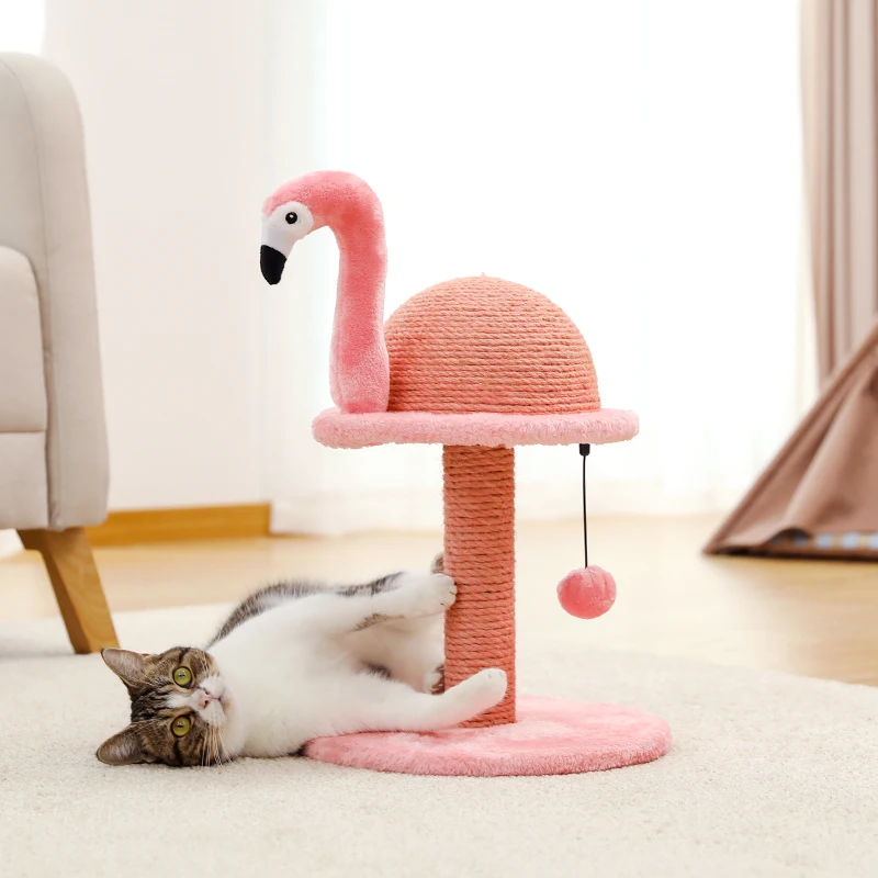 Animal-Shaped-Cat-Scratching-Post-Flamingos-Cute-Cat-Tree-Tower-with ...