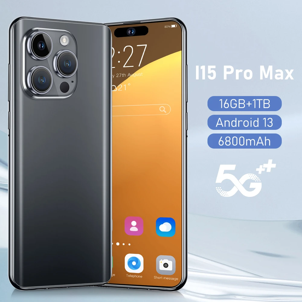 2023 New I15 Pro Max Smartphone 7.3 Inch 16GB+1TB Mobile Phones 6800mAh ...