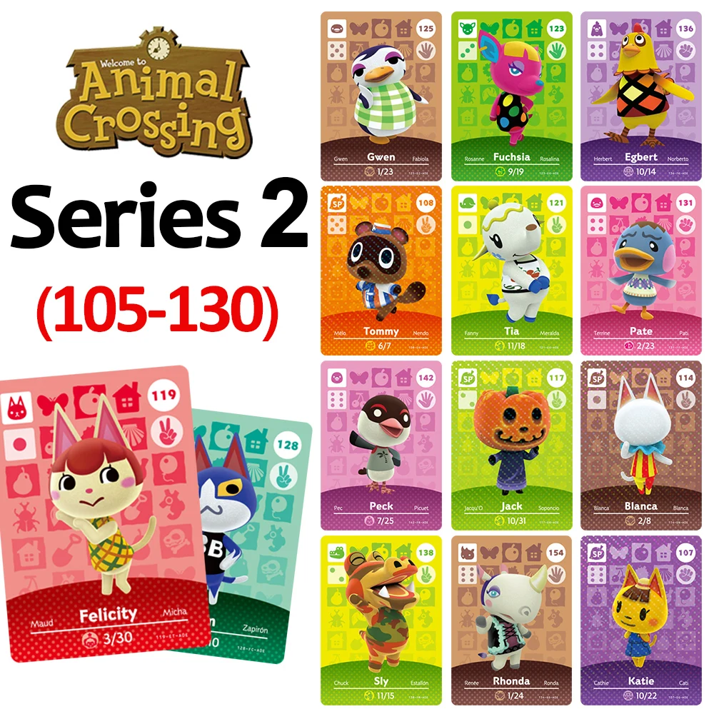 106 To 130 Animal Crossing Amiibo Game Card Series 1-5 Ankha Pietro For Switch/switch Lite/wii U ...
