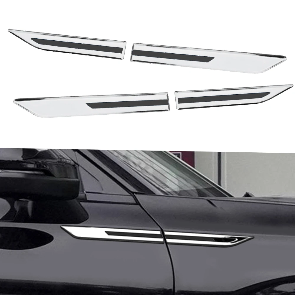 Silver-Black-Universal-Car-SUV-Body-Front-Door-Side-Fender-Trim-Dagger ...