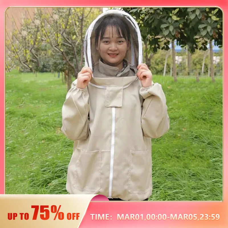 Mesh Hat Breathable Zipper Anti Bee Clothes Half Body Elastic Cuffs Bees Protective Clothing ...