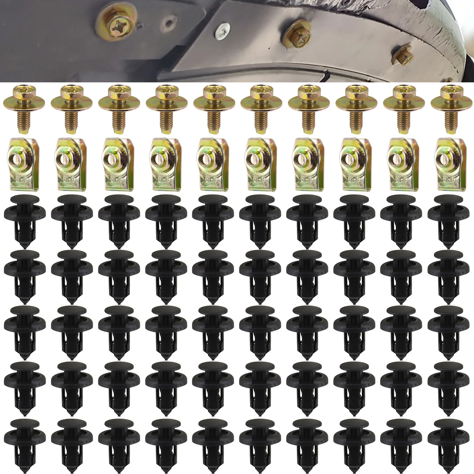 GoaMotors 50PCS 1/4 Body Bolts & U-Nut Clips, Fender Bolts, Engine ...