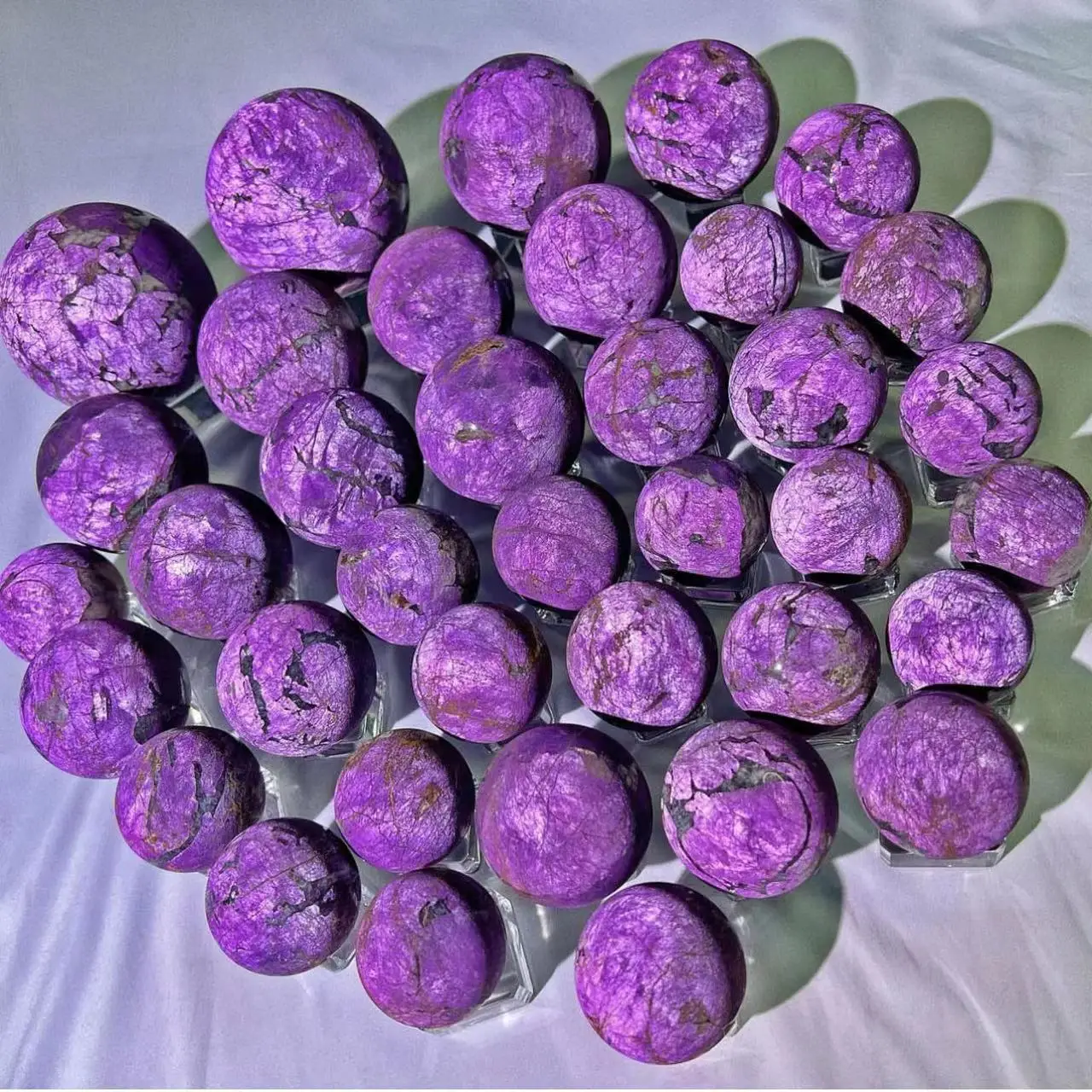 Natural Purpurite Sphere Purple Light Crystal Quartz Ball Ore Mineral 4 ...