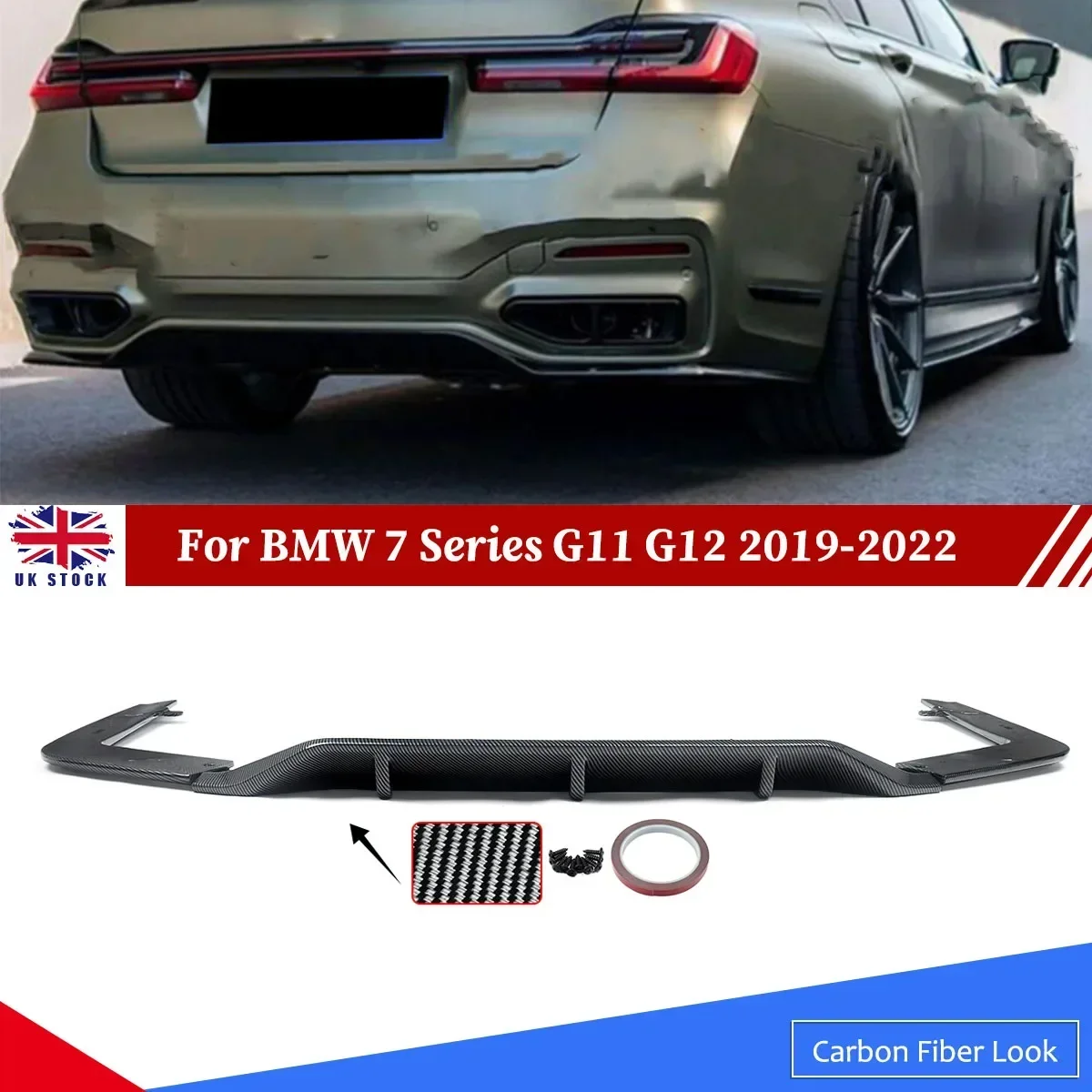 For BMW 7Series G11 G12 Rear Bumper Diffuser M Performance Style Carbon ...