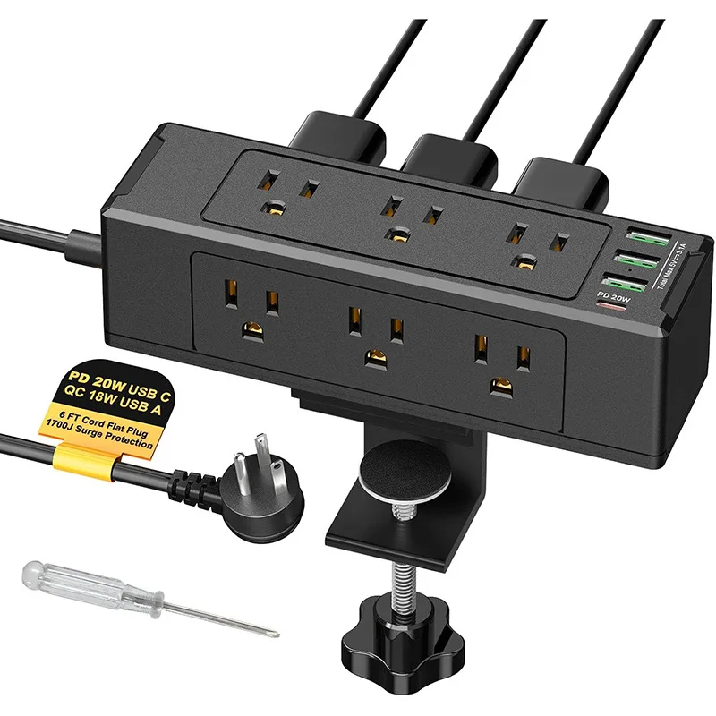 Desk Outlet Station 20W 4 USB US Desk Socket. 9 Outlet Desktop Clamp ...