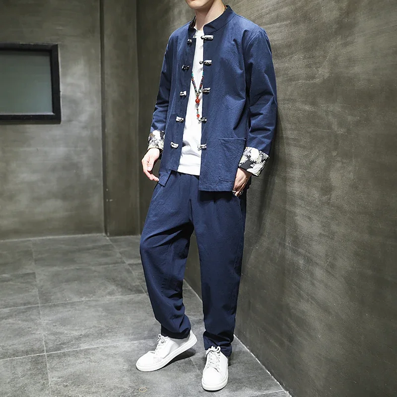 Ropa-tradicional-china-para-hombre-traje-Tang-con-estampado-Retro-Hanfu ...