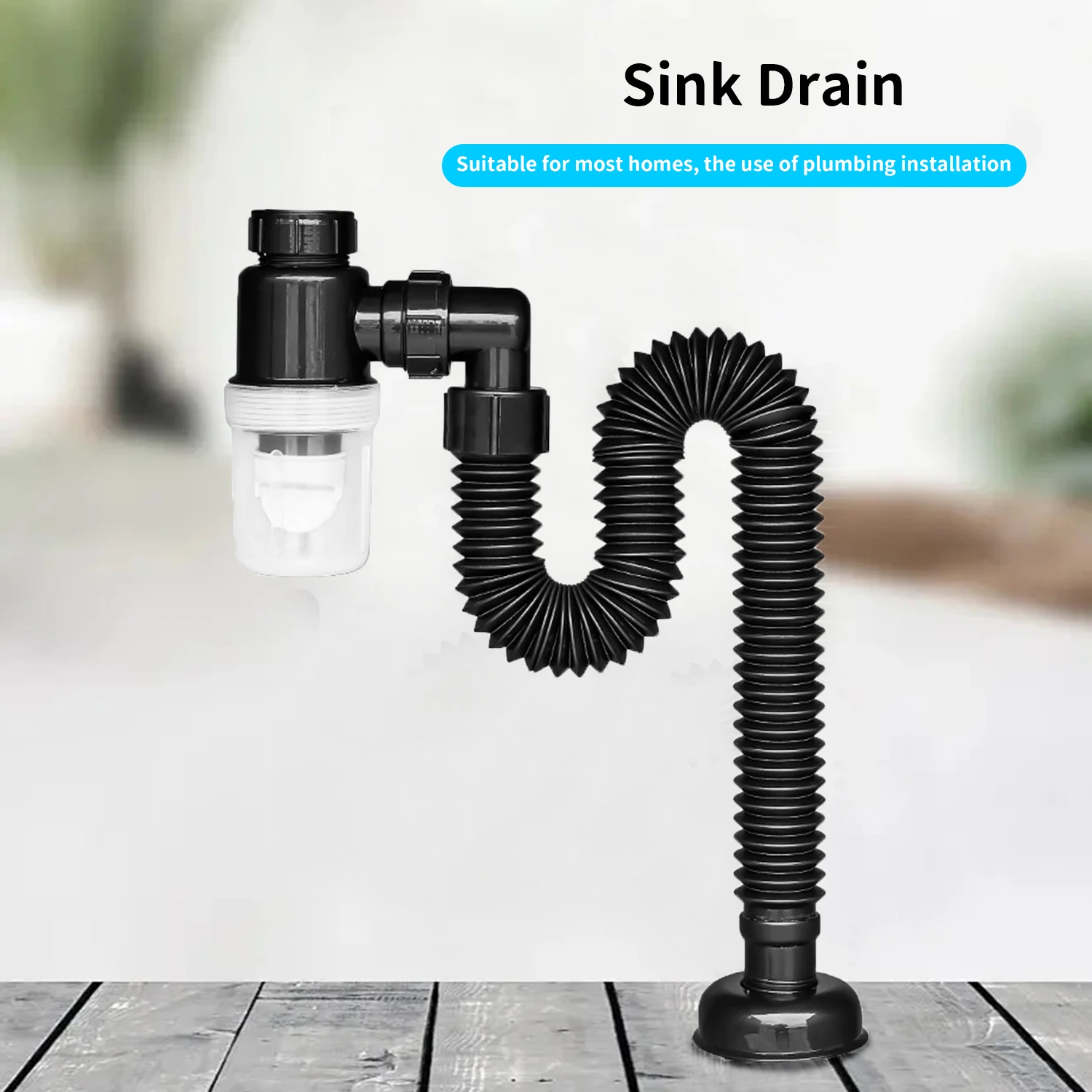 Washbasin turnover drainage bathroom washbasin ABS bottle trap black ...