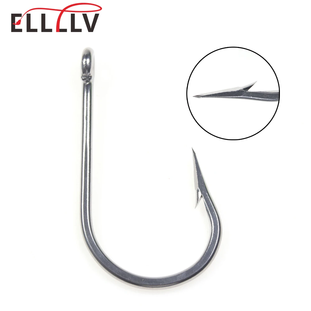 Elllv 5/0 -13/0 Stainless Steel J Shape Saltwater Fishing Hook Thicked ...