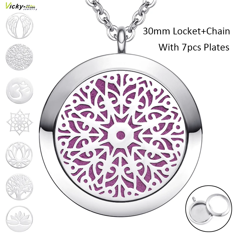 DIY-Screw-Diffuser-Locket-with-7pcs-Plates-and-Chain-Necklace-Essential ...