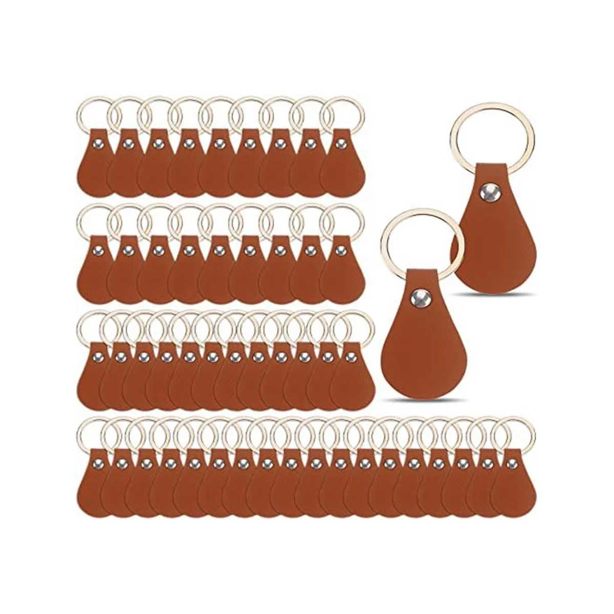 50Pcs-DIY-Leather-Keychains-Brown-Blank-Key-Fob-Rivets-Keychain-for-Car ...
