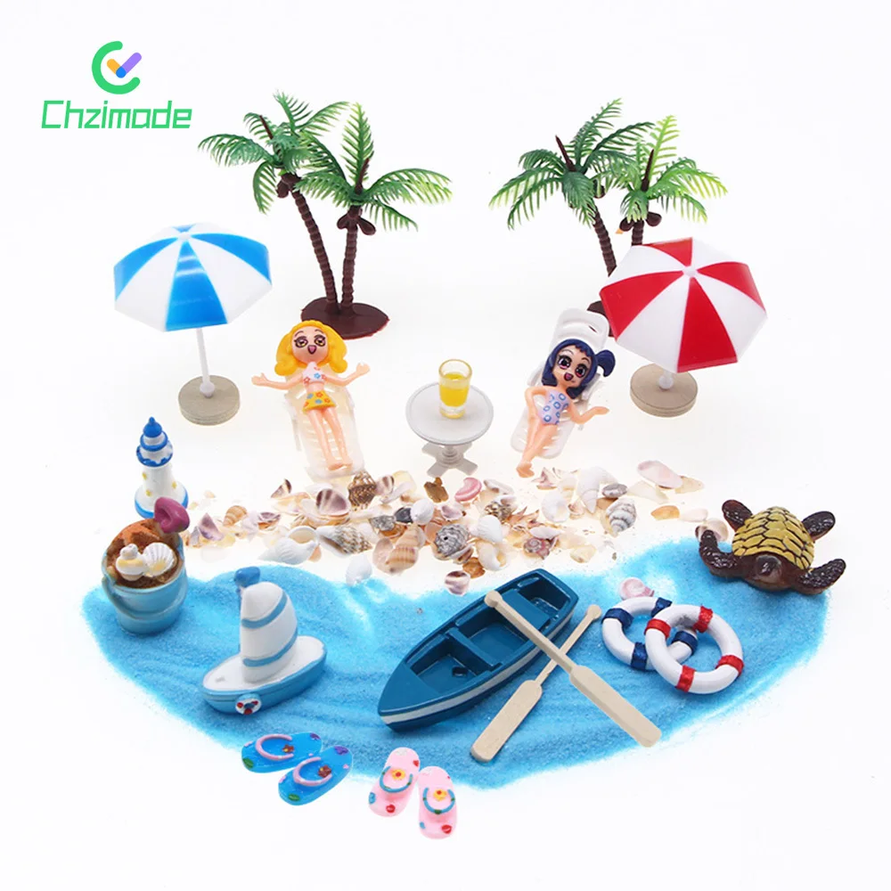 Mini-Beach-Set-Miniature-Model-Ornament-Doll-House-Summer-Ocean-Scale ...