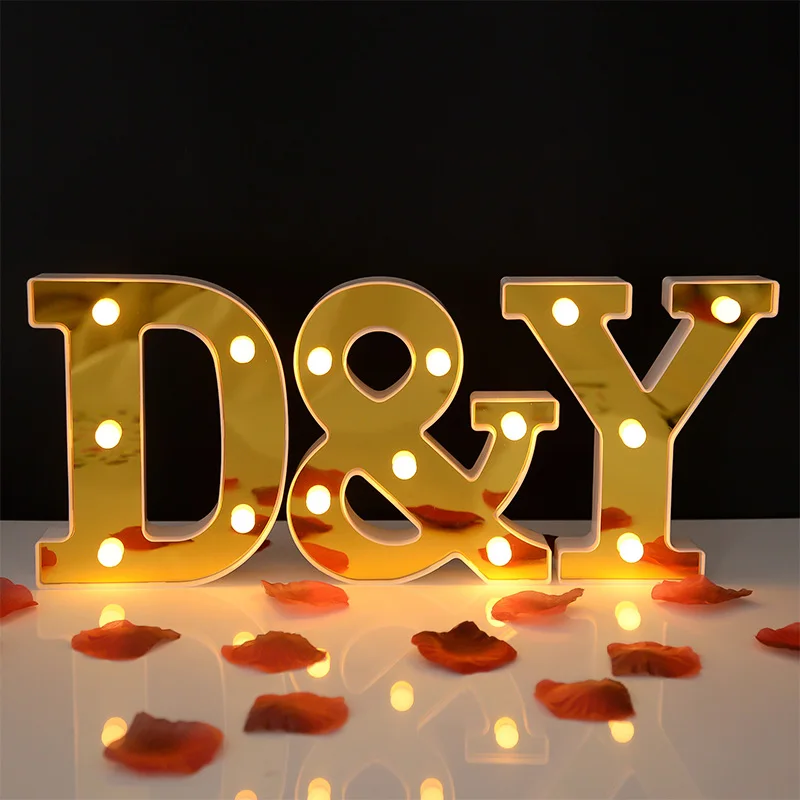 L-mpara-LED-dorada-luminosa-con-letras-y-n-meros-luz-con-bater-a-del ...