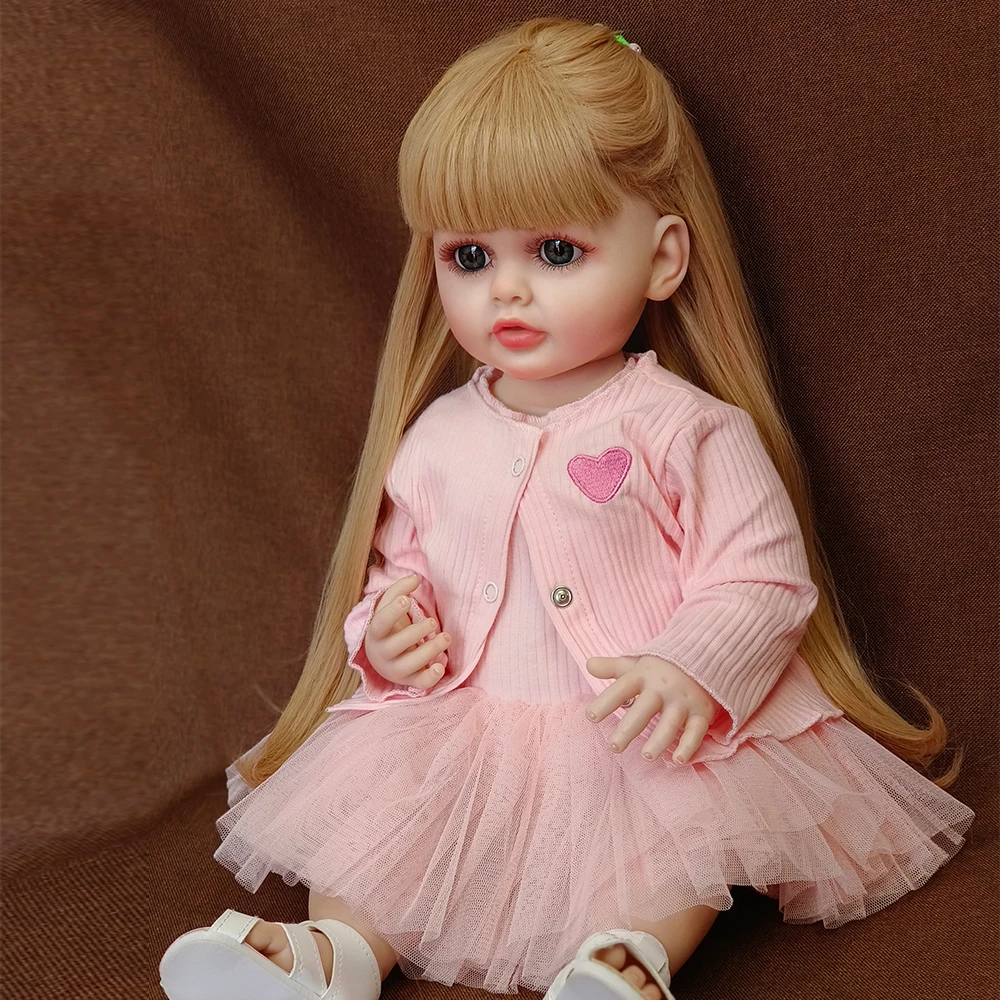 22-Polegada-Bonecas-Lifelike-Reborn-Baby-Girl-Soft-Silicone-Longo ...