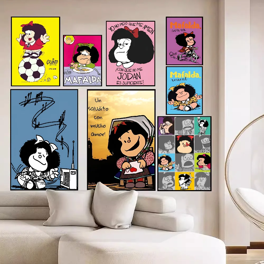 Cute-Cartoon-Mafalda-Vintage-Posters-Sticky-Vintage-Room-Home-Bar-Cafe ...