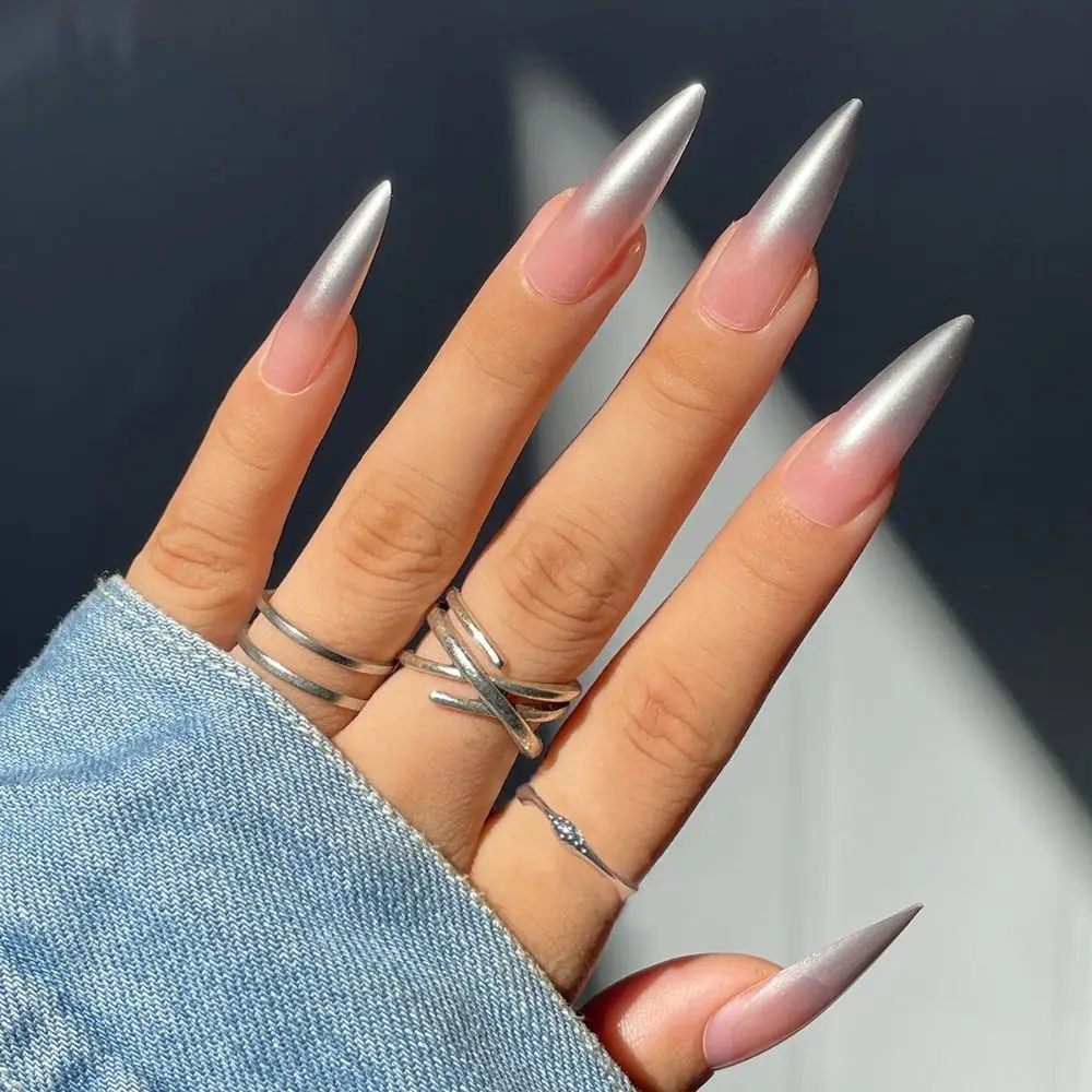Black Tip Stiletto Nails