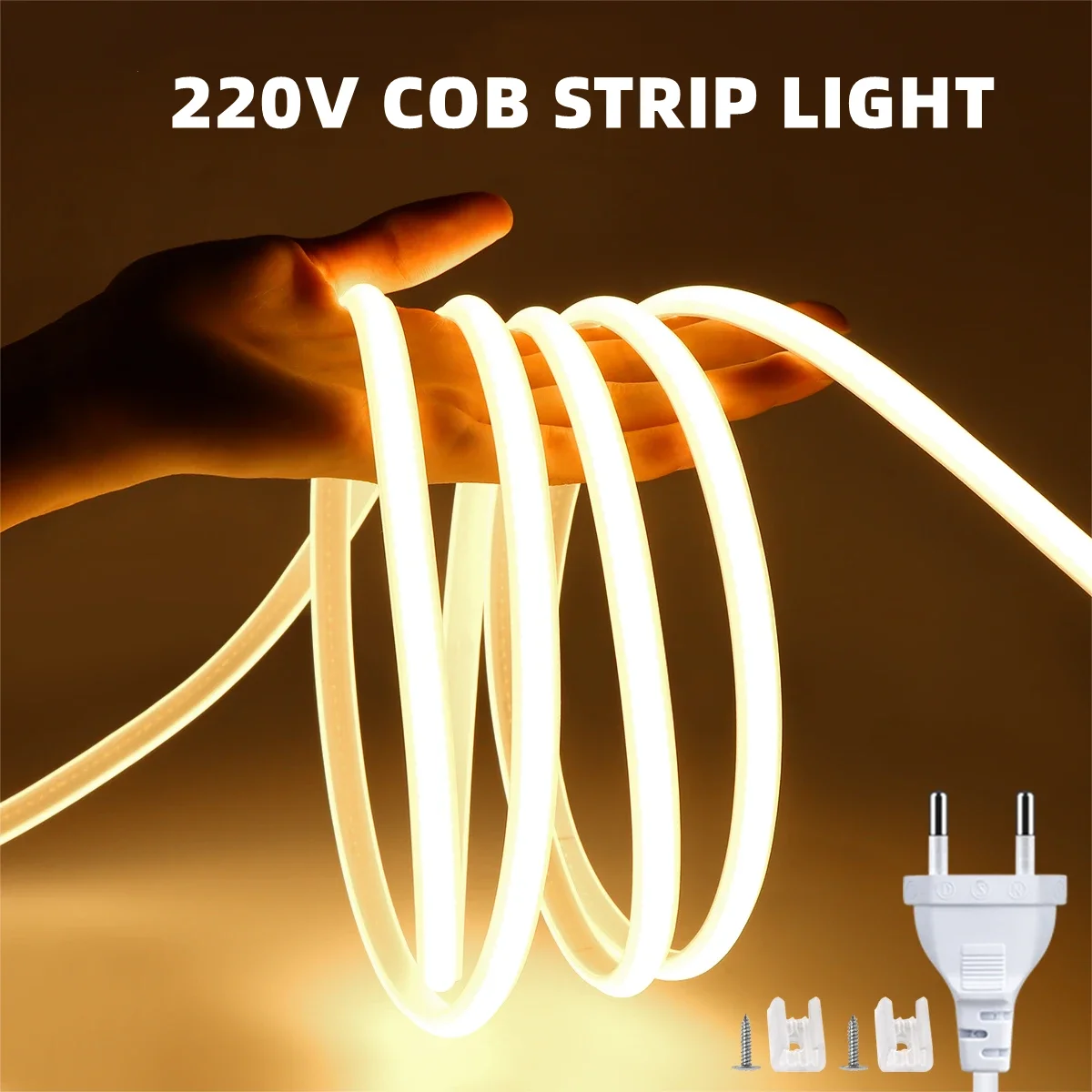 10M-5M-3M-COB-LED-Light-Strip-220V-IP65-Waterproof-Diode-Tape-288LED-M ...