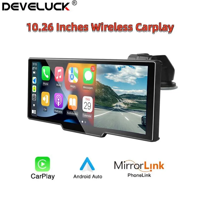 Universal-10-26-Portable-Wireless-Carplay-Android-Auto-Smart-Screen-Car-DVR-Dashcam-4K-Front ...
