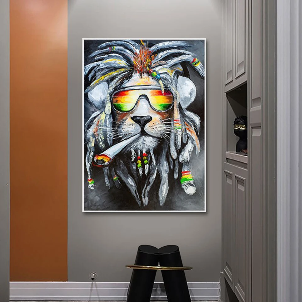 Rasta Lion Painting